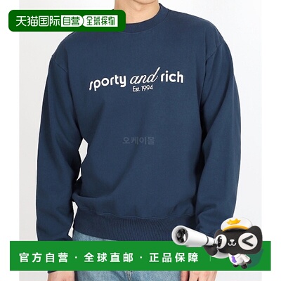 韩国直邮Sporty&Rich CRAW2316NA 坦克圆领毛衣 海军蓝/白色卫衣