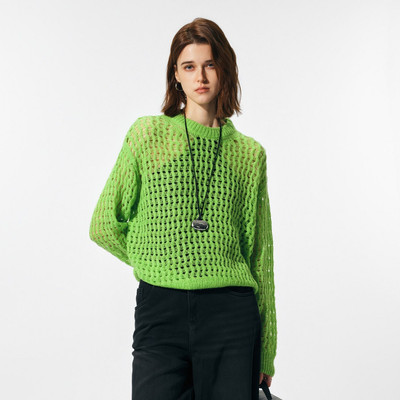 uti绿色网格罩衫针织衫