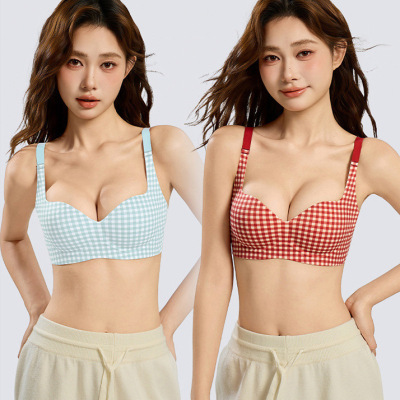 2026一片式内衣女小胸聚拢显大固定杯无钢圈无痕加厚文胸bar