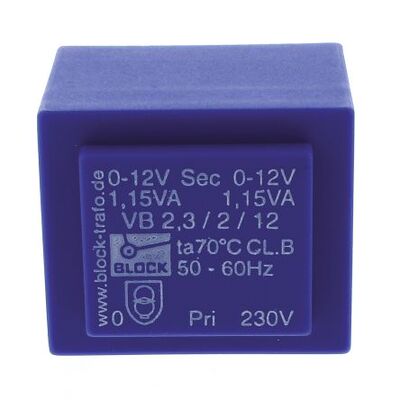 BLOCK VB2.3/2/12 2.3VA 2x12V PCB 变压器