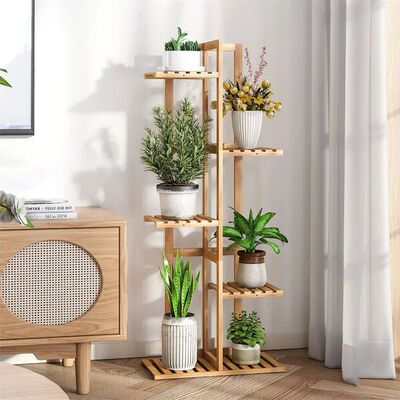 5 / 6 Tiers Tall Bamboo Plant Stand Corner Flower Display Ra