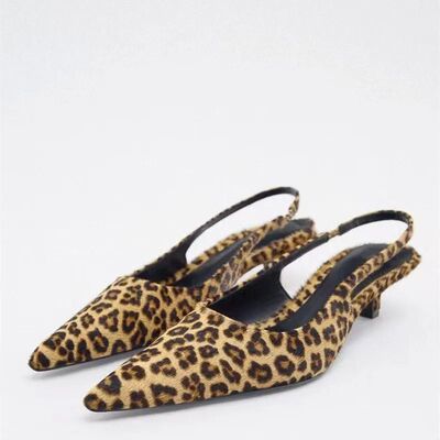 Women's Flat Bottom Slingback Sandals Summer Leopard Pointed