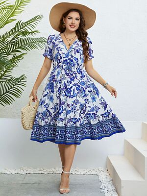Best-selling Summer Female Short Sleeve Elegant Plus Size Mi