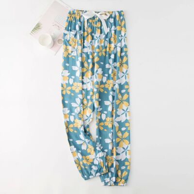 Women Cotton Silk Trousers Summer Loose Pajamas Home Pants T