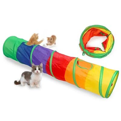 Rainbow Cat Tunnel Pet Tube Collapsible Play Toy Indoor Outd