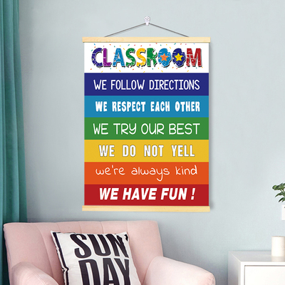 英语教室规则挂画classroom rules双语国际学校教室课堂环创装饰