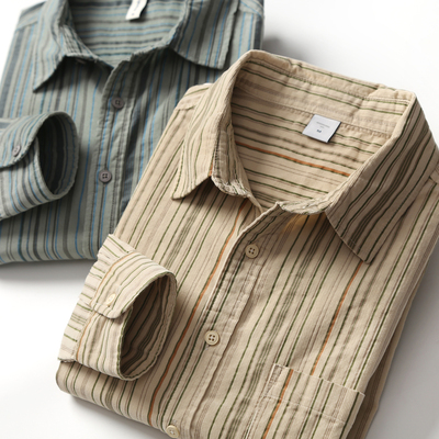 一线！外贸出口转内销男装春秋纯棉灯芯绒休闲长袖衬衫上衣男衬衣