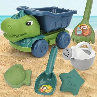 Dinosaur Beach Toys Set 6PCS with Wheelbarrow -Durable Sand