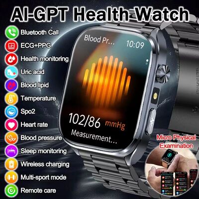 2026 New AI Health Care Accurate detection ECG SmartWatch Bl