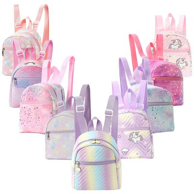 Girls Rainbow Unicorn Backpack Children Kids Multicolored PU