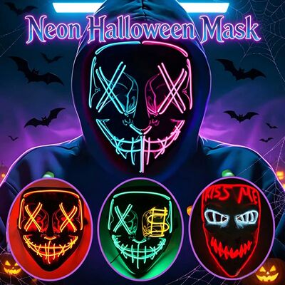 LED Light Up V For Vendetta Mask Anonymous Luminous Full Fac