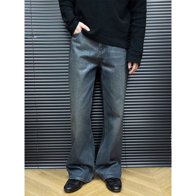 秋冬日本丹宁竹节蓝牛仔裤长裤