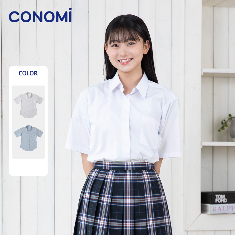 conomi日系学院风2023新款软妹正版JK制服纯色修身校服短袖衬衫女_虎窝淘