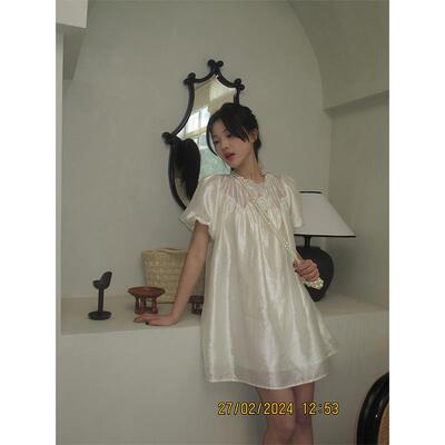 Vegetable Orbs 白茶清欢 法式高级感甜美千金风超仙泡泡袖连衣裙