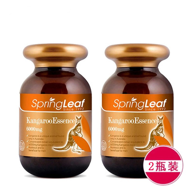 【2瓶】澳大利亚SpringLeaf绿芙红袋鼠精胶囊6000mg120粒男士