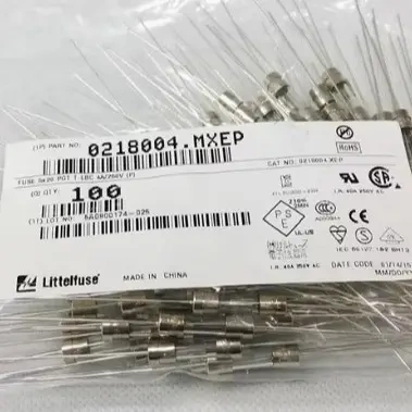原装力特 0218004.MXEP 4A 250V 5*20 带引线慢熔断玻璃管保险丝