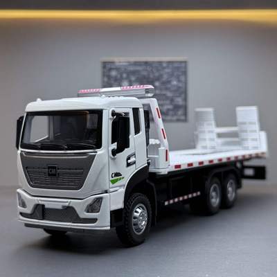 新款驰美合金车模1:32道路拯救平板车声光玩具车音效模型摆件