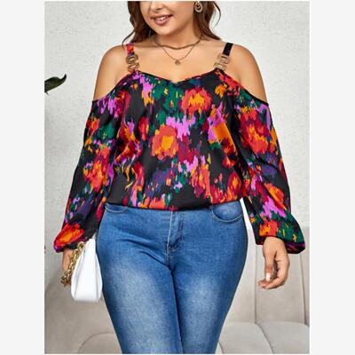 XL-4XL women T shirt casual autumn slip ladies blouse tops女