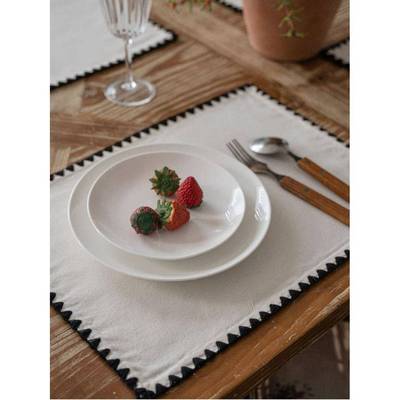 棉麻布艺餐垫素色隔热垫美化装饰纯色餐布ins风placemat tablemat