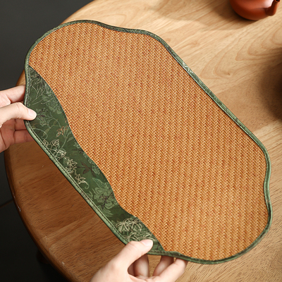 藤编如意春祥藤茶垫茶布干泡茶席杯垫禅意功夫竹席茶托新中式茶盘