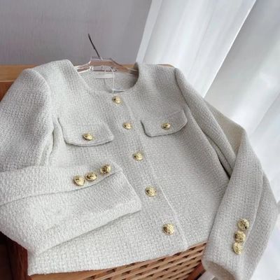 Round Neck Jacket Stylish Single-breasted Women's Coat for F