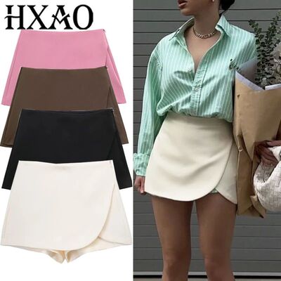 HXAO Women's Skirt Shorts Summer Beige Black Skirt Pants Wom