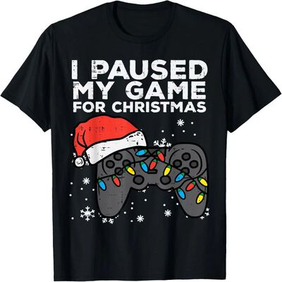 Paused My Unique Game Christmas Gamer Xmas Men Boys Youth Te