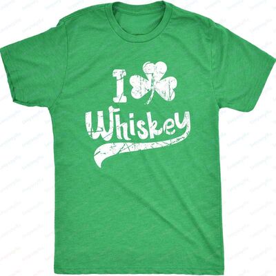 Mens Funny St Patricks Day Shirt – I Love Whiskey Clover Gr
