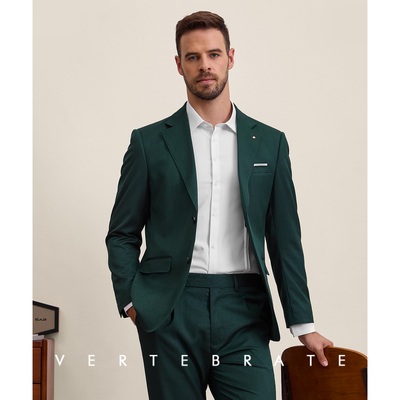 复古英国绿色潮男西装