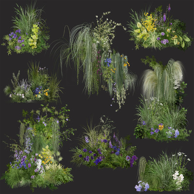 绿色花艺造型森系简约ipad手绘婚礼PSD效果图分层免扣PNG素材