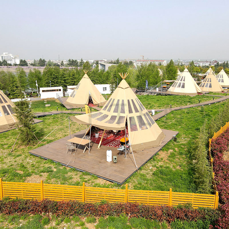野外tipi tents印第安圆锥形露营地篷房木杆草帽金字塔露营房定制
