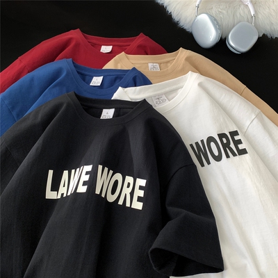 psobrond店oaoo蒙马特青港潮先生高克重硅胶字母圆领短袖T恤情侣