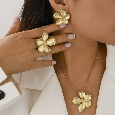Ins Style 3D Flower Jewelry Set - Necklace, Earrings  Choker
