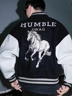 正版马年HUMBLE SWAG限量FFF马思唯刺绣棒球服拼接夹克外套