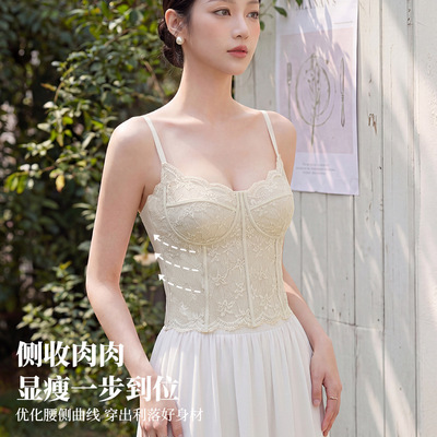 春夏爆款蕾丝美背吊带背心女S331内搭带胸垫一体式性感辣妹上衣