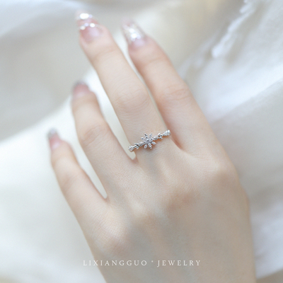 《雪吻》晶莹剔透冰花925纯银原创戒指 黎深羁绊雪花戒小茉莉礼物