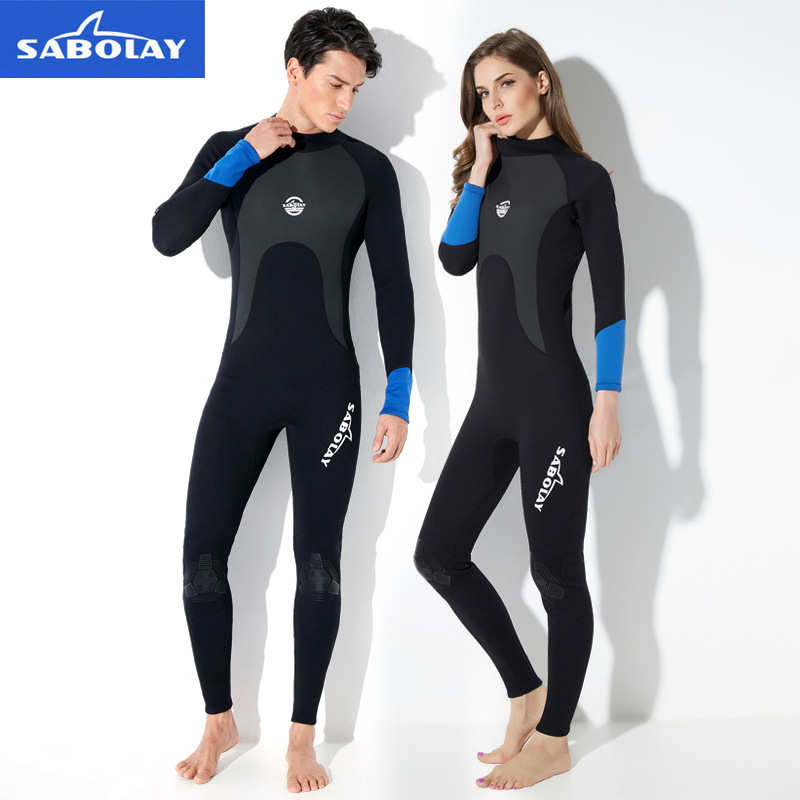 SABOLAY新款潜水服男连体防寒2MM湿式干衣保暖潜水衣女浮冲浪泳衣