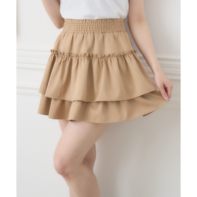 B070100日单夏新款客供料松紧高腰显瘦A字短裙女纯色甜美半身裙