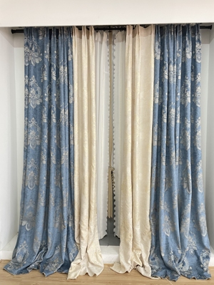 窗帘处理现代经典雪尼尔提花设计客厅卧室厂家直销卧室客厅成品