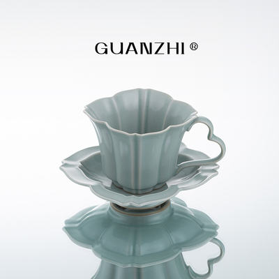 观止天青色汝窑高档陶瓷咖啡杯