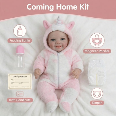 NPK49厘米仿真娃娃粉毛绒独角兽vivienne手绘头3D皮肤布身送礼物