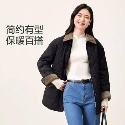 全棉时代女士加厚夹棉宽松外套细腻全棉夹层保暖不臃肿