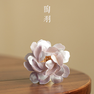 手工捏花紫牡丹香插线香小香炉