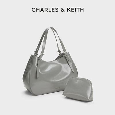 CHARLES&KEITH秋冬女包CK2-30271408光面大容量子母手提托特包