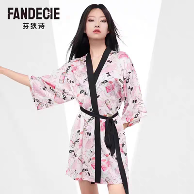 芬狄诗女丝滑印花家居服睡袍浴袍