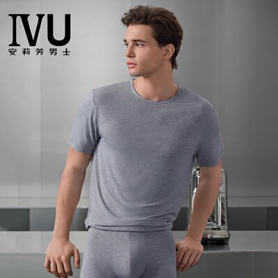IVU男圆领短袖睡衣宽松家居上衣
