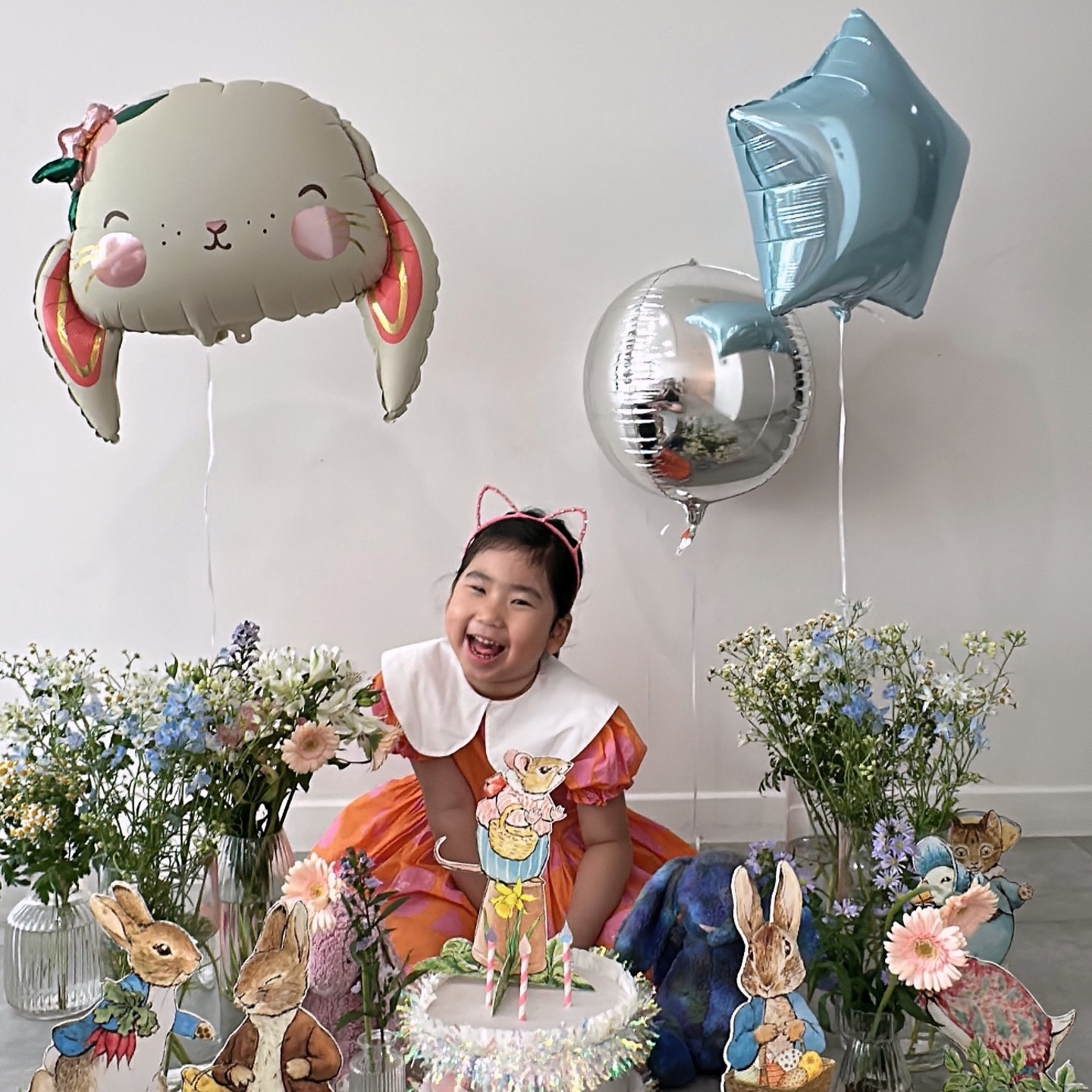 兔子主题生日派对装扮布置套餐气球蛋糕装饰儿童森林动物卡通铝膜