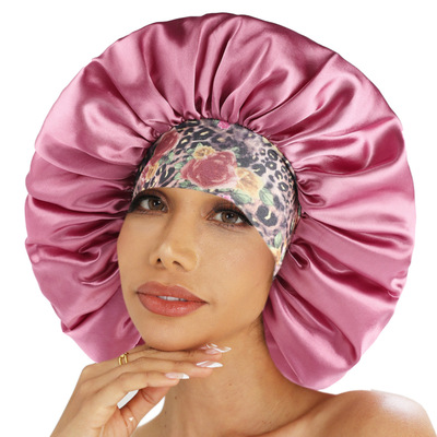 睡帽大号色丁睡帽宽边欧美