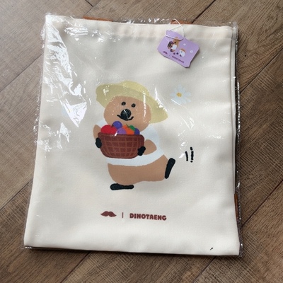 全新爷爷不泡茶联名DINOTAENG呆萌町帆布袋环保袋单肩包可爱卡通