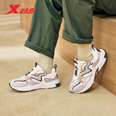 特步休闲鞋2024秋冬新款轻便百搭厚底老爹鞋运动鞋子男鞋官方正品